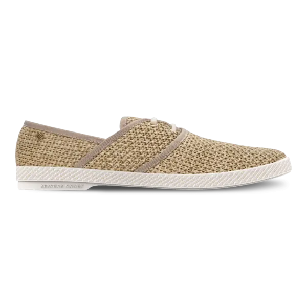 Rivieras Neutrals Raffia Slip-on Loafer With Laces - Beige/black/yellow