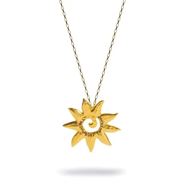 EBRU JEWELRY The Sun Also Rises Engraved Pendant Necklace - Gold