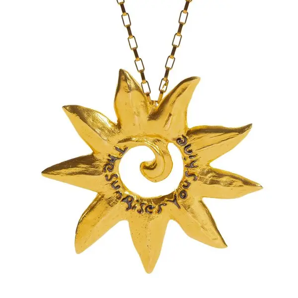 EBRU JEWELRY The Sun Also Rises" Engraved Pendant Necklace - Gold