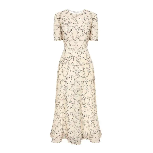 POST MERIDIEM Light- Short Sleeve Floral Midi Dress