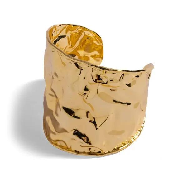 EBRU JEWELRY Molten Wave Wide Statement Cuff Bracelet - Gold