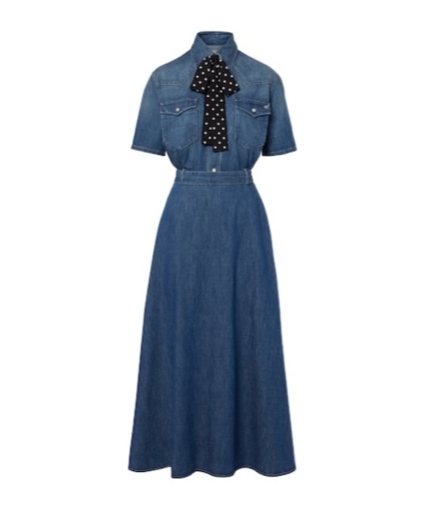 Valentino Garavani Belted Denim Polo Dress - Blue