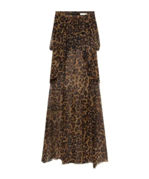 Blumarine Printed Ruffle-detailed High Slit Skirt