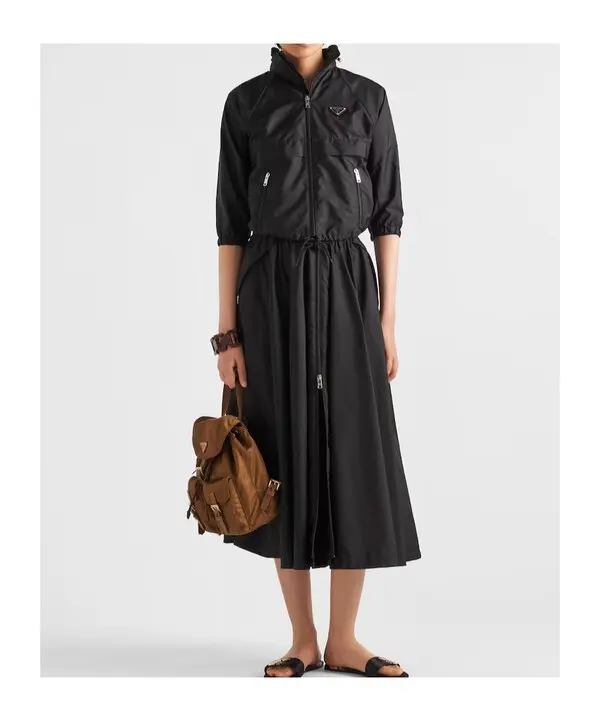 Prada Raised-collared Raincoat With Logo Plaque