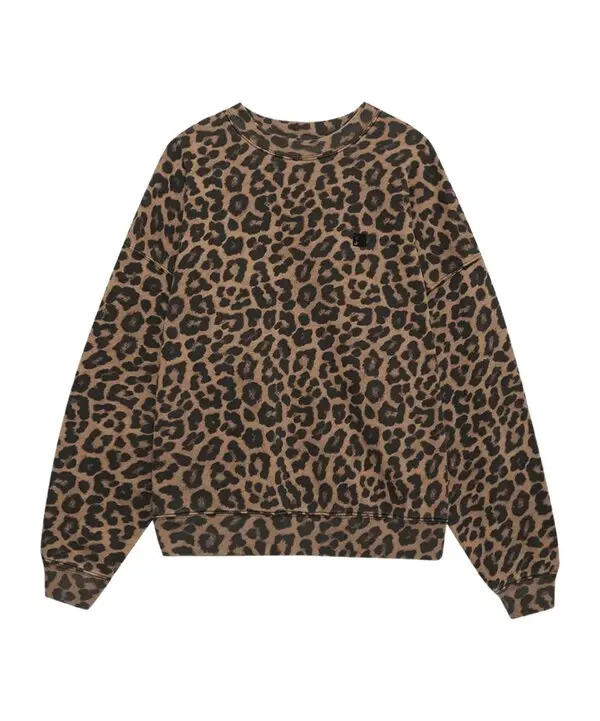 ANINE BING Miles Leopard Print Sweatshirt - Brown
