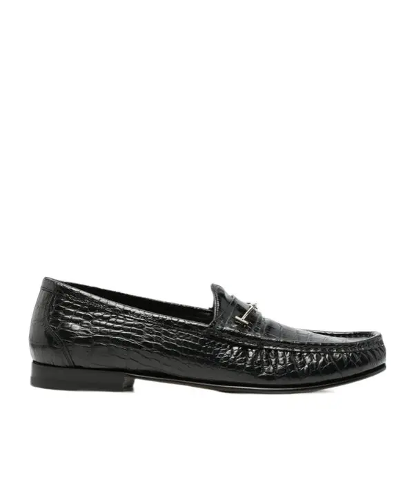 TOM FORD Round Toe Loafers With Metal Buckle