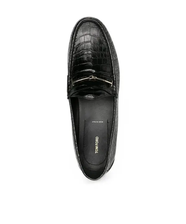 TOM FORD Round Toe Loafers With Metal Buckle