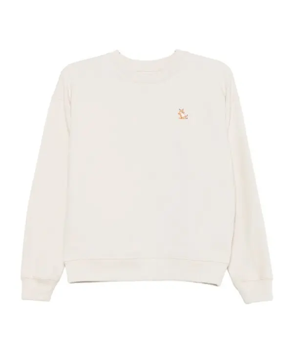 Maison Kitsuné Long Sleeve Crewneck Sweatshirt With Embroidered Fox