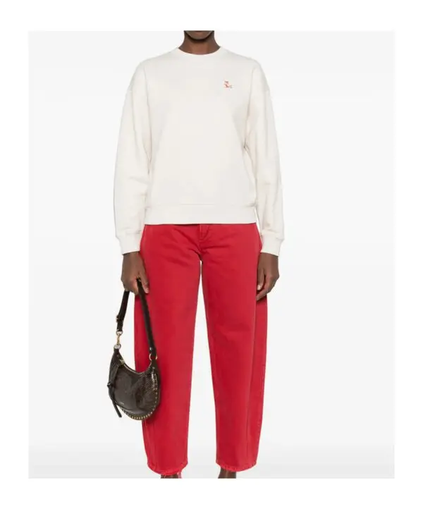 Maison Kitsuné Long Sleeve Crewneck Sweatshirt With Embroidered Fox