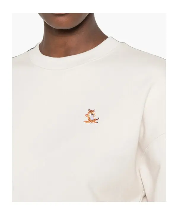 Maison Kitsuné Long Sleeve Crewneck Sweatshirt With Embroidered Fox