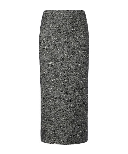 Valentino Garavani Chevron Wool-blend Bouclé Pencil Skirt - Black