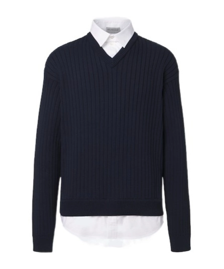 Balenciaga Layered Ribbed-knit Cotton Sweater - Black