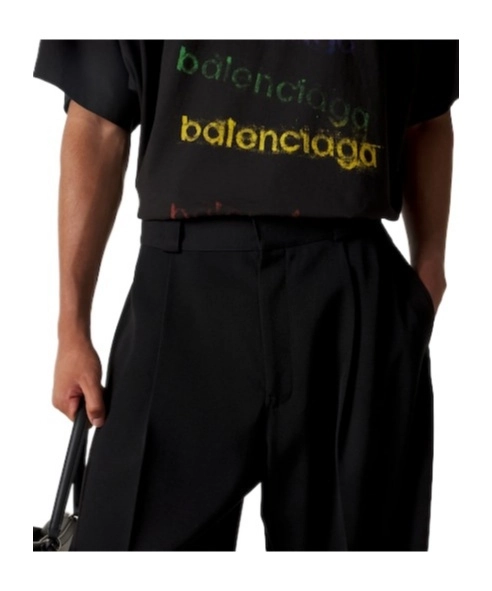 Balenciaga High-waisted Loose Wool Trousers With Pleats