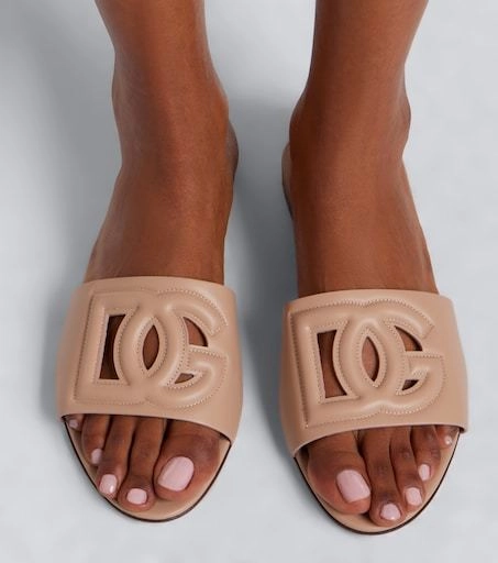 Dolce & Gabbana Dg Logo Leather Slides