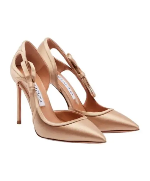 AQUAZZURA Bow-detail Satin Pumps