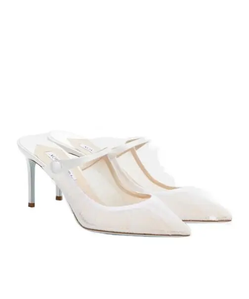 AQUAZZURA Satin-trimmed Tulle Mules - White