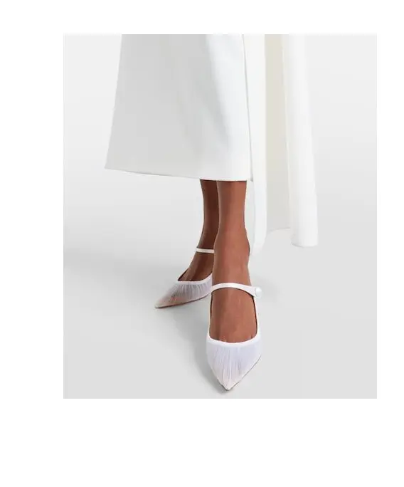 AQUAZZURA Satin-trimmed Tulle Mules