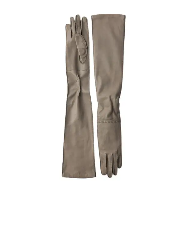 Prada Leather Long Gloves - Grey