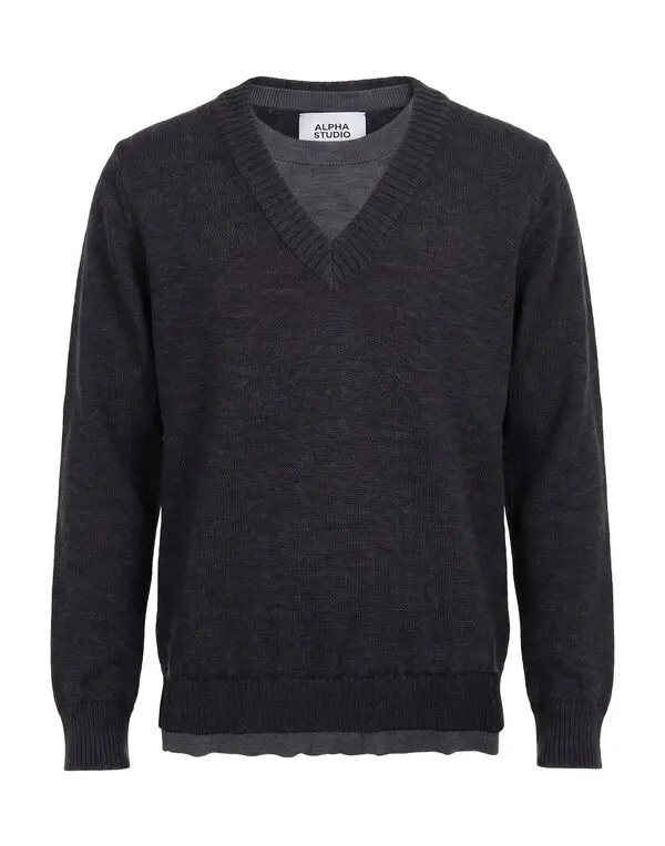 Alpha Studio Sweater Charcoal Size Merino Wool