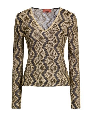 Missoni Viscose & Metallic Fiber Geometric-print V-neck Long Sleeve Sweater - Gold