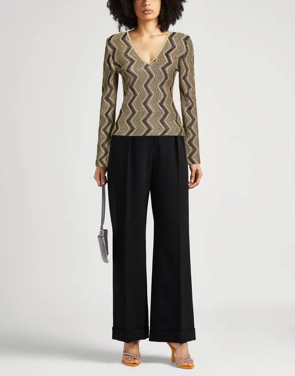 Missoni Viscose & Metallic Fiber Geometric-print V-neck Long Sleeve Sweater - Gold