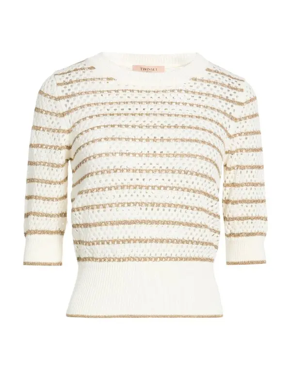 TWINSET Sweater Size Cotton, Viscose, Wool, Metallic Polyester