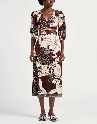 TWINSET U & B Midi Dress Cream Size Cotton, Polyester