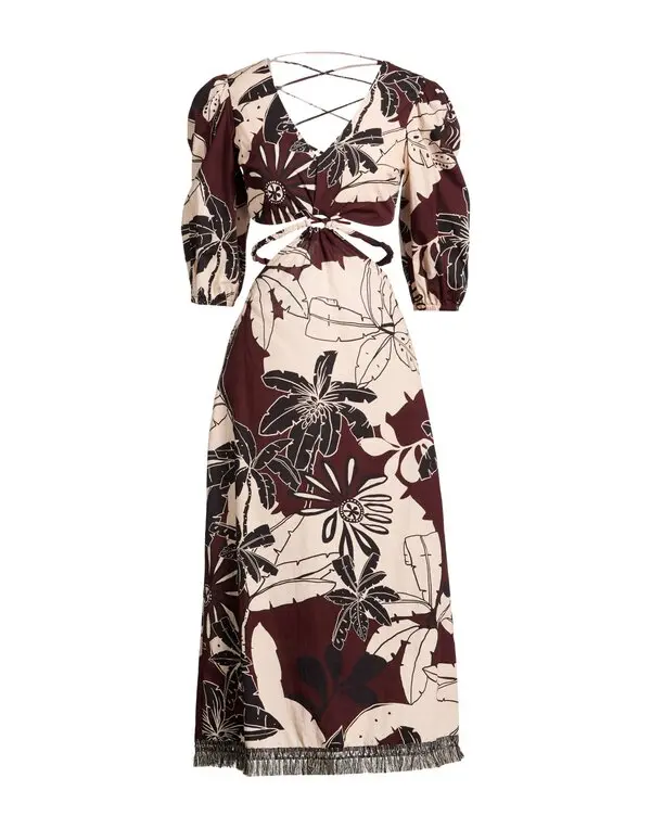 TWINSET U & B Midi Dress Cream Size Cotton, Polyester