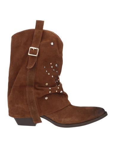 OVYE Suede Cowboy Ankle Boots - Brown