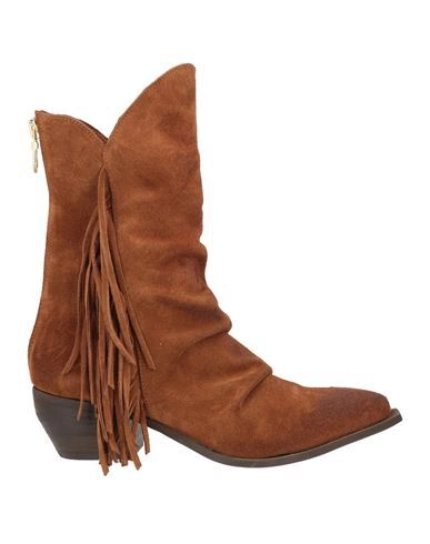 OVYE Tan Leather Ankle Boots With Fringe - Brown