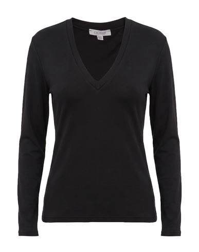 Crossley Cotton Jersey Long Sleeve V-neck T-shirt - Black