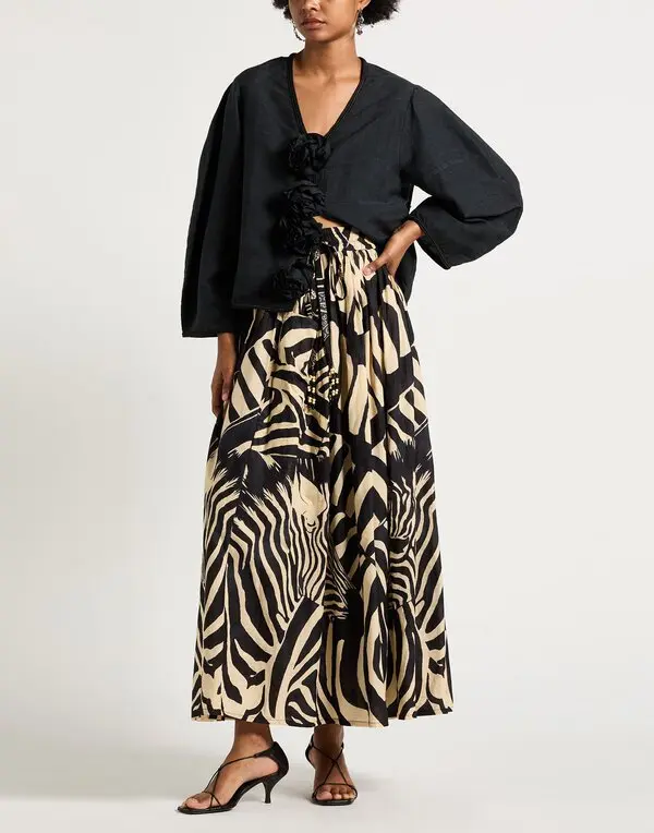 CONNOR & BLAKE Zebra Print Cotton Maxi Skirt
