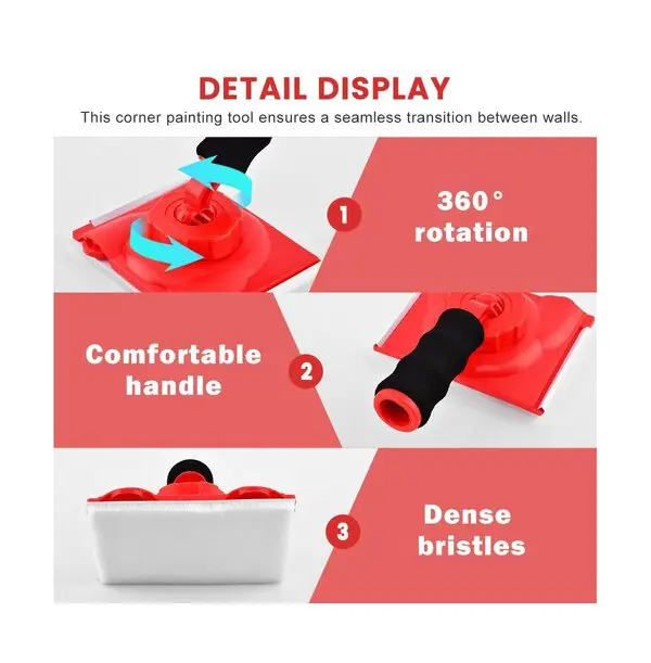 XDOVET Paint Edger Trimmer 360degree Rotation Handle Replacement Pads Wall Ceiling Applicator