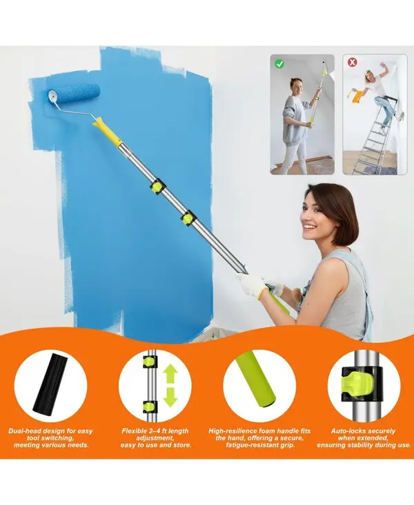XDOVET Paint Roller Kit With Extension Pole Brush Set