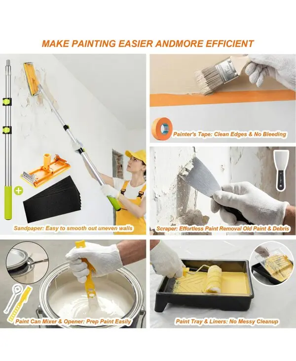 XDOVET Paint Roller Kit With Extension Pole Brush Set