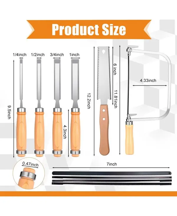 XDOVET Wood Chisel Set Double-edge Coping Tool Joinery Carving Kit