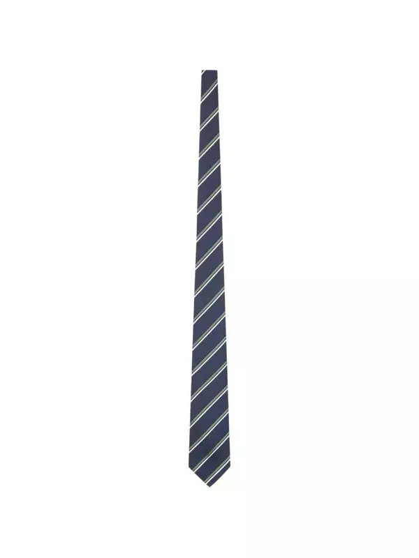 Kiton Diagonal Stripe Silk Tie - Blue