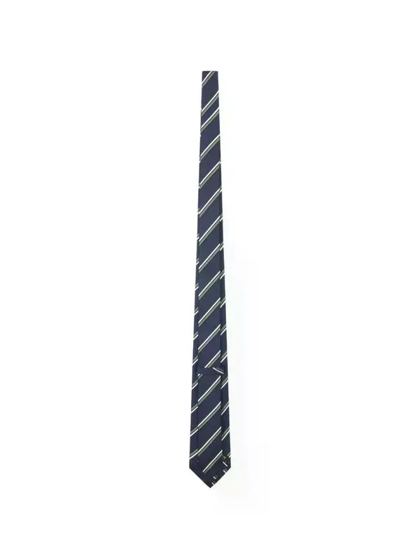 Kiton Diagonal Stripe Silk Tie - Blue