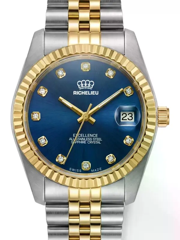 RICHELIEU SWISS Automatic Watch With Dial And Two-tone Bracelet - Blue