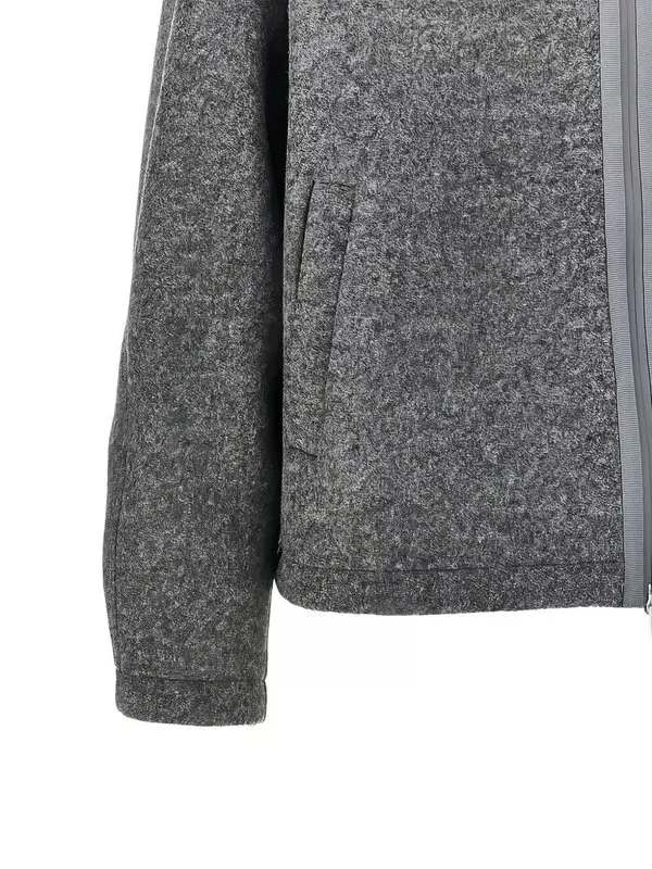 Herno Hooded Zip-up Jacket With Felted Texture - Grey