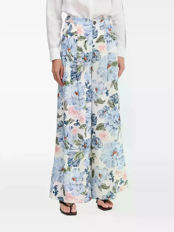 OUI Floral Print Pleated Palazzo Pants