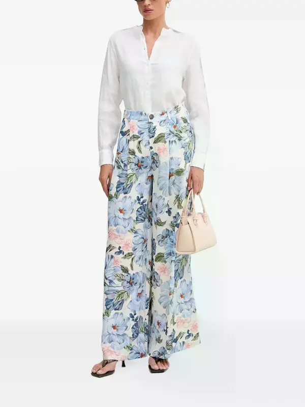 OUI Floral Print Pleated Palazzo Pants