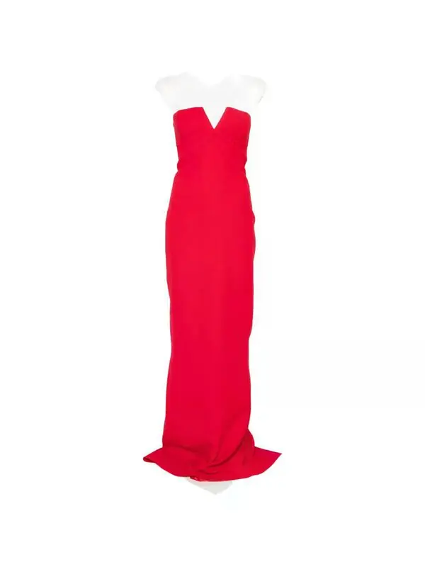 THE NEW ARRIVALS ILKYAZ OZEL Ecliptica Strapless V-neck Maxi Dress - Red
