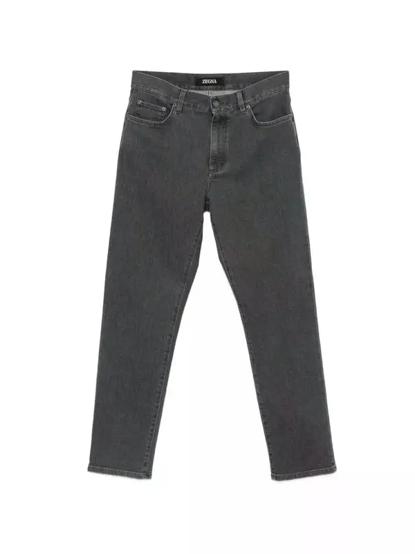 Zegna Logo Patch Straight-leg Jeans - Grey