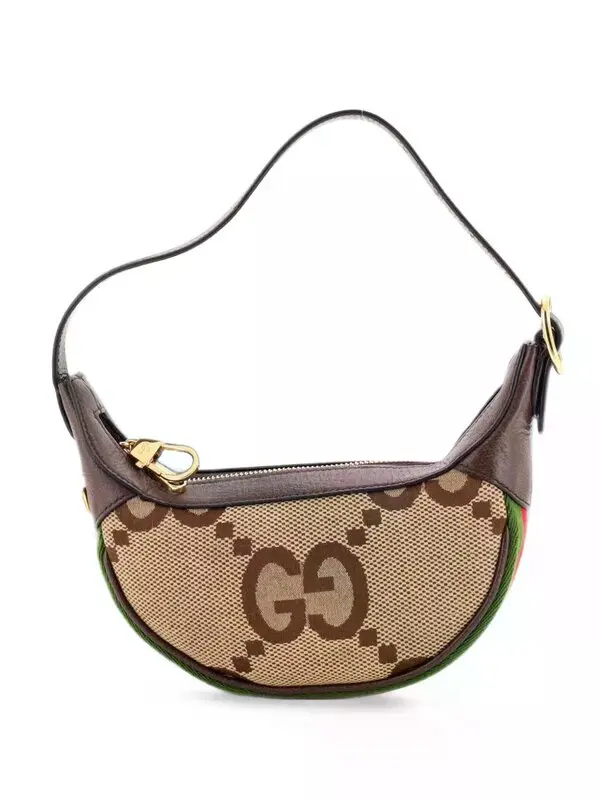Gucci Ophidia Half Moon Bag Jumbo Gg Canvas Mini Hobo - Brown