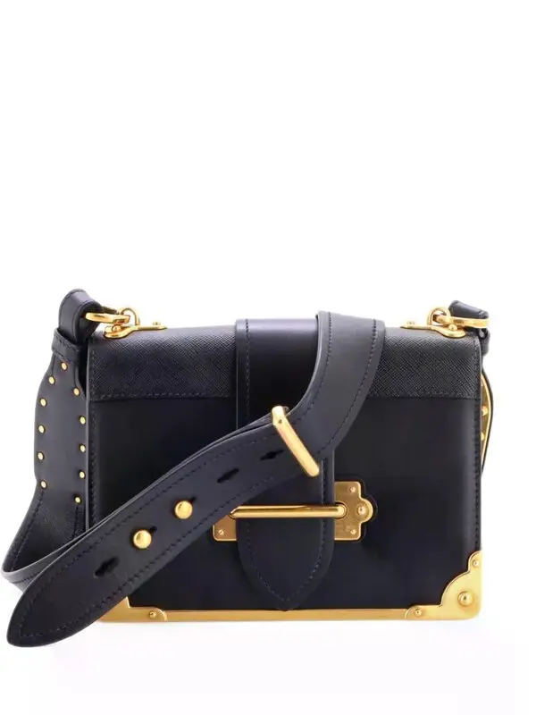 Prada Cahier Leather And Saffiano Leather Small Crossbody Bag - Black