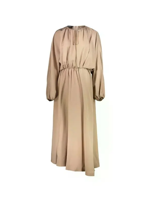 Rochas Asymmetrical Gathered-cuff Midi Dress