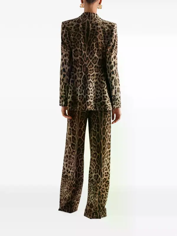Dolce & Gabbana Leo-print Wool Trousers - Neutrals