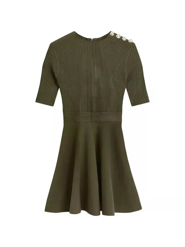 Ted Baker London Lilano Ribbed-knit Skater Mini Dress - Green