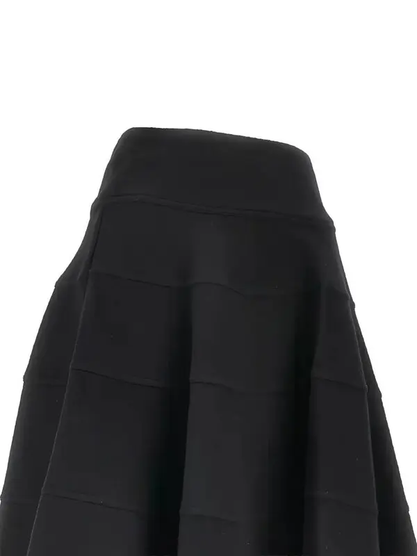 Emporio Armani Tiered Virgin Wool Skirt - Black